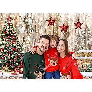 Dudaacvt 7x5Ft Christmas Backdrop Xmas Tree Gift Snow Vintage Wooden Floor Backdrop New Year Party Background Christmas House Party Background D679