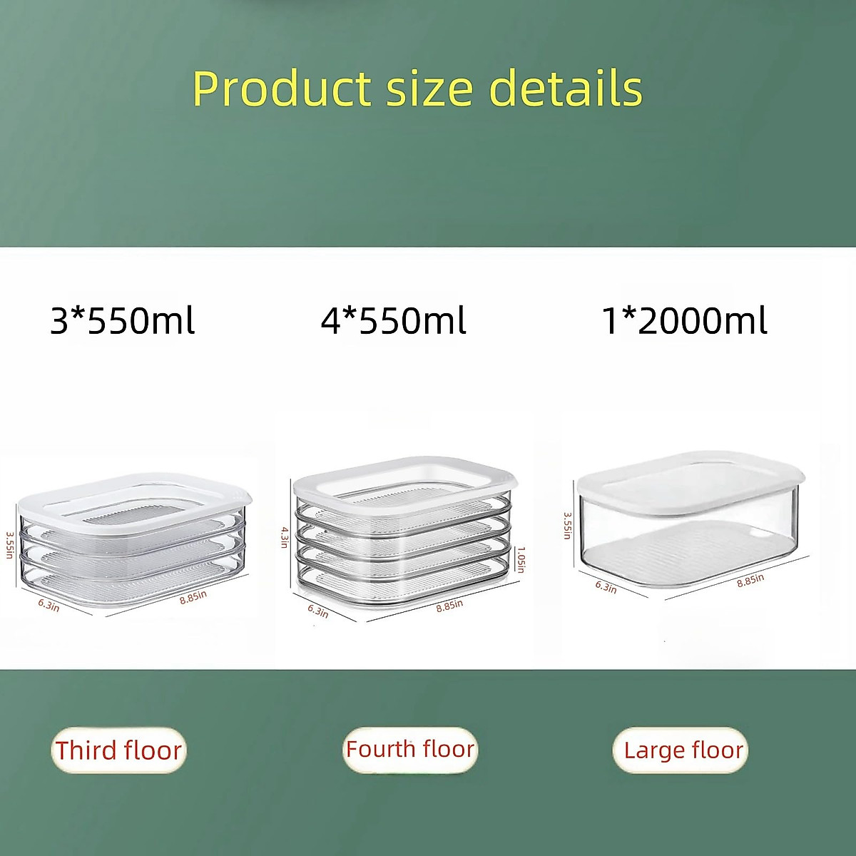 Food Storage Containers, Airtight Refrigerator Bacon Luncheon Meat Containers, Meal Prep Containers for Salami, Cold Cuts, Turkey, Bologna, Deli and Luncheon Meats, BPA Free, 18.6 Ounces (3/4 Layer)