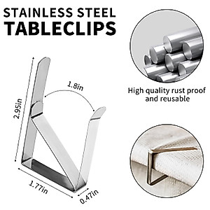 ALLTOP Superior Tablecloth Clips - Rust-Proof Stainless Steel Table Cover Holder Clips,Secure Clamps for Outdoor Picnics, Parties, Restaurants, Weddings - 12 Pack