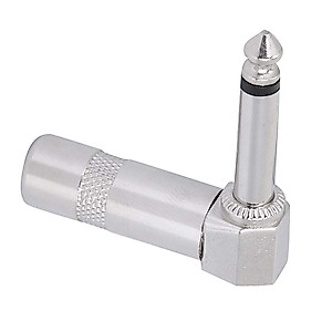 5pcs Right Angle Mono Phone Plug,90 Degree 6.35mm (1/4 Inch) L-Shape Guitar Audio Jack Connector Microphone Cable Terminal