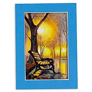 8x12 Mat Bevel Cut for 5.5x8.5 Photos - Acid Free Bay Blue Precut Matboard With Backing Board and Crystal Clear, Self Seal Photo Mat Bag - For Pictures, Photos, Framing - 4-ply Thickness