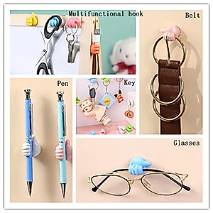 Thumb Wall Hooks for Hanging, 14pcs Self Adhesive Thumb Cable Organizer Clips No Punching Key Hook Holder Wall Hangers, Multifunctional Nails-Free Utility Silicone Hooks Desk Wire Management Storage