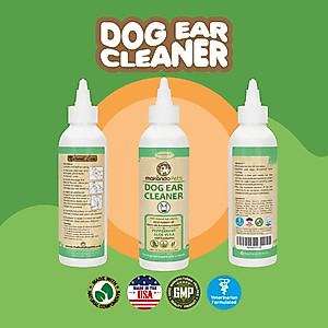 Dog Ear Cleaner Solution with Peppermint. Our Ear Cleaner for Dogs Helps to Remove Wax, Debris & Odor in Pets. Natural Puppy and Dog Ear Wash or Otic Cat Ear Cleaner Drops. No More Dog Head Shaking.