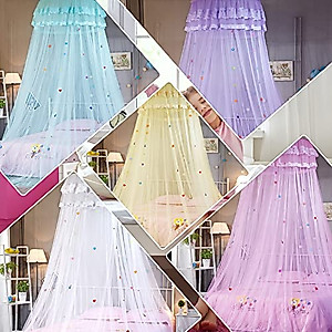 RIRC Canopy Bed for Girls Dome Mosquito Net for Bed Pink Bed Tent Twin Bed Canopy Curtains Mosquito Netting Game Reading Princess Canopy for Girls Bed (Purple)