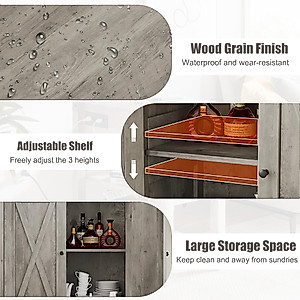 IDEALHOUSE Buffet Cabinet Farmhouse Storage Cabinet with Doors and Shelves, Buffets and Sideboards Entryway Cabinet with Storage Accent Console Cabinet for Living Room, Dining Room (Rustic Grey)