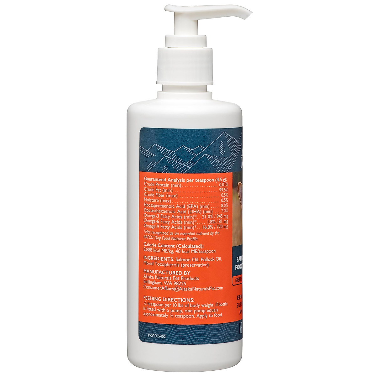 Alaska Naturals – Wild Alaska Salmon Oil Formula Dog Food Topper – EPA and DHA Omega-3 - Supplement for Healthy Skin, Shiny Coat – Made in The USA – 8 oz. Pump Bottle