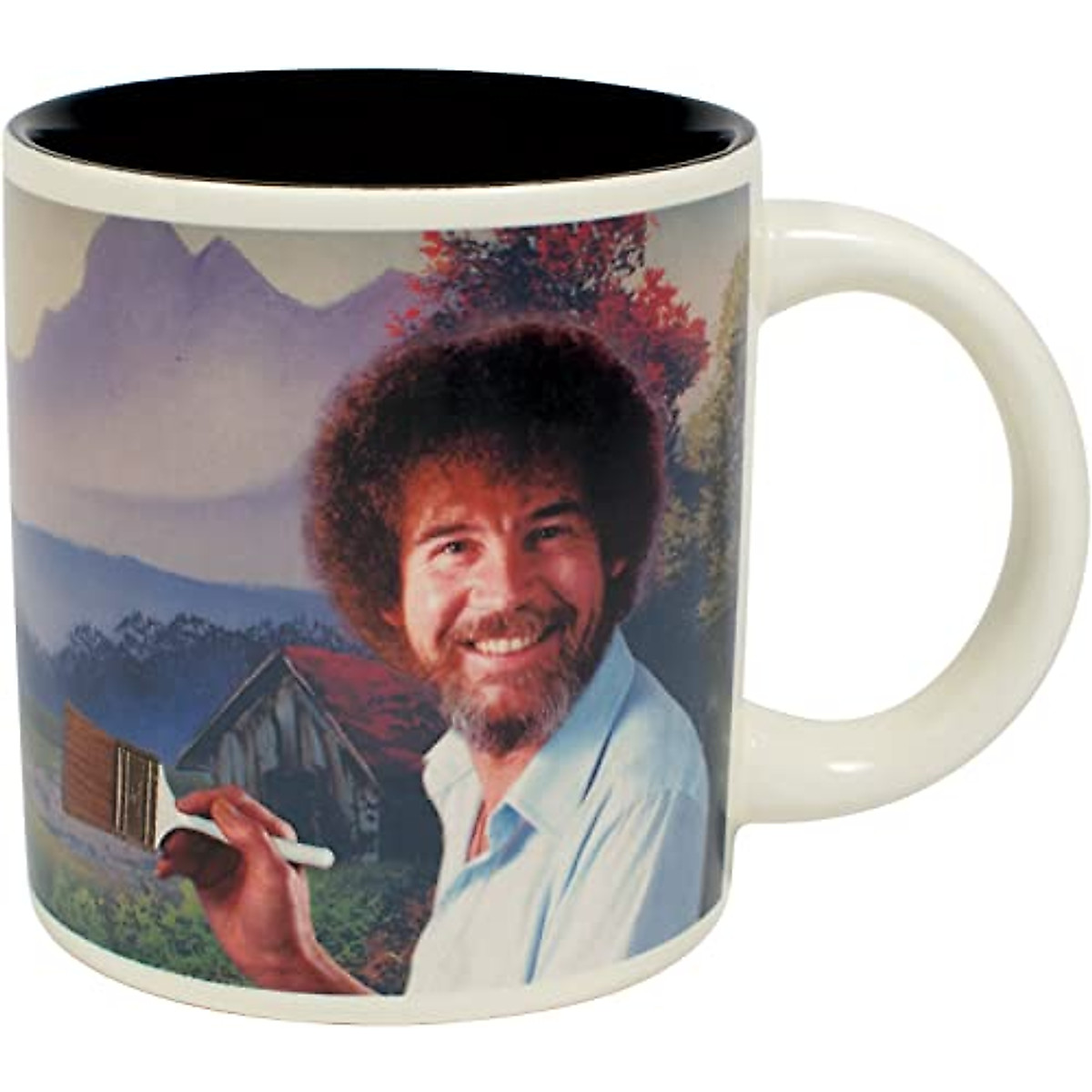 The Unemployed Philosophers Guild Ceramic Bob Ross Self-Painting Mug - in A Fun Gift Box