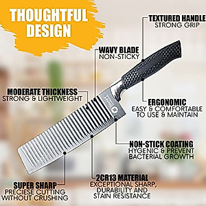 omoft 6 Pcs Kitchen Knife Knives Set Professional Sharp Stainless Steel Chef tools includes Steak small Cleaver Carving Knife Paring Knife Scissor German type Ceramic Peeler ''meat cutter'' butcher