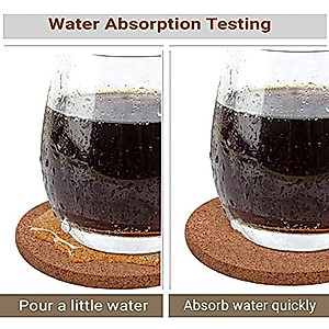 WIDROO 16 Pack Absorbent Cork Coasters Round Edge with Holder – Premium Coaster Set 4 inches – Perfect to Protect Your Furniture, Heat Resistant – Best for Cold Drinks, Wine Glasses, Cups & Mugs