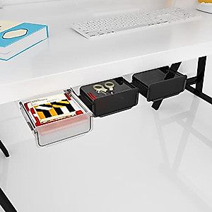 COZYWELL Under Desk Storage Drawer, Pack of 2PCS Attachable Desk Drawer Slide-out, Self-Adhesive Under Desk Organizer Table Storage for Stationery Home Office Organization