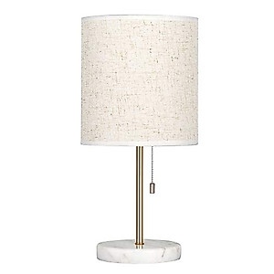 HAITRAL Bedside Table Lamp - Small Nightstand Lamp with Marble Base, Lamp for Bedroom, Office, Girls Room - Gold