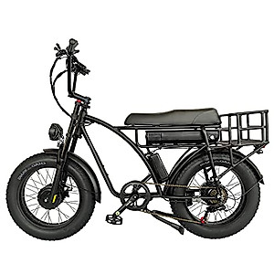 Lanshanchu (US Spot Smlro E5 Plus Electric Retro Cargo Bike 2000W Dual Motor Motorcycle Ebike 48V 18Ah EBike 20" Fat Tire 7 Speed E Bike MTB Mountain City Road Snow Bike