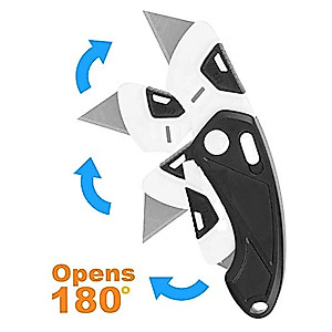 3 pcs Folding Lock Back Utility Knife, Compact Box Cutter with Lock Back Release and Quick-Change Mechanism, Heavy Duty Cardboard Cutter