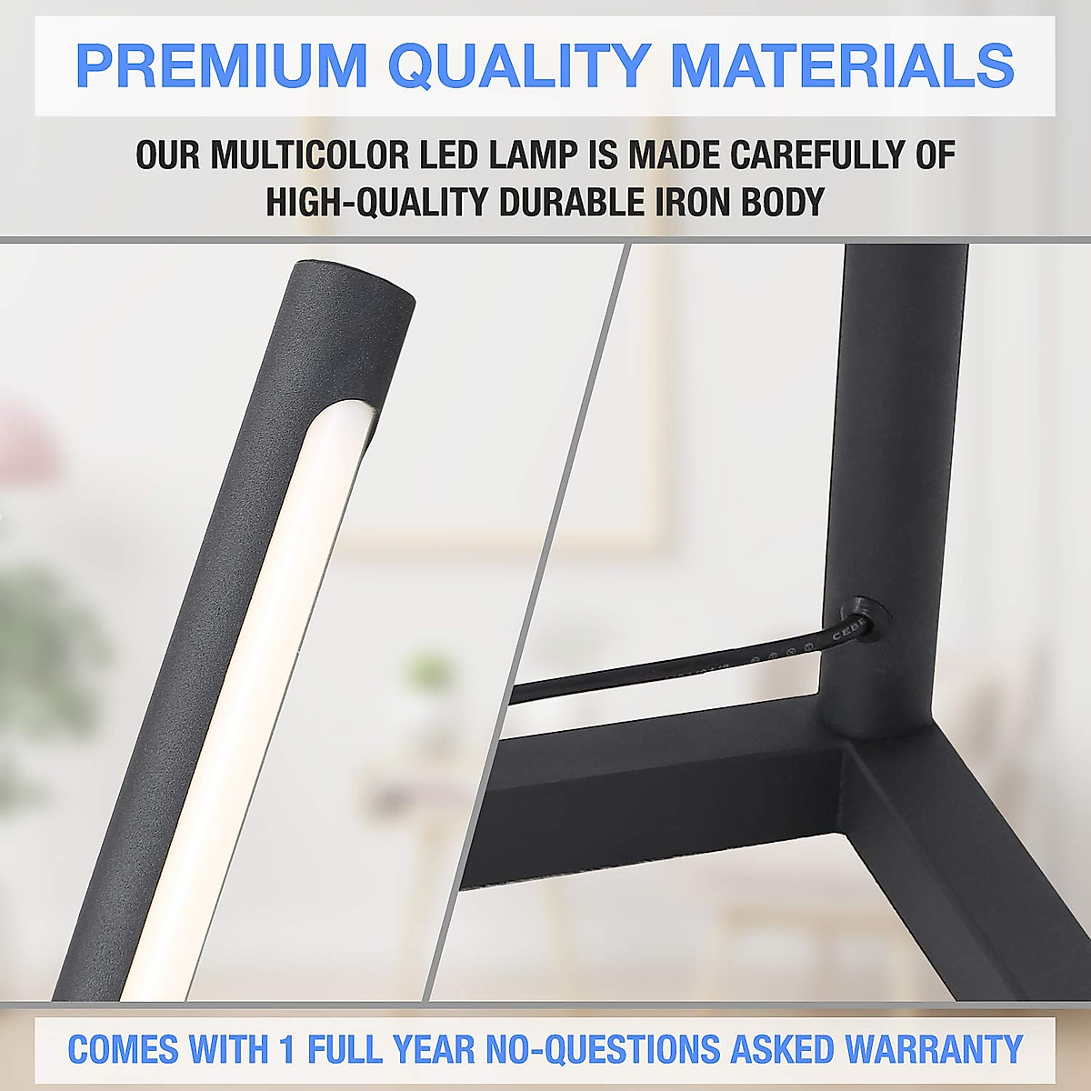 Harmony - Smart LED Lamp with Alexa and Google Home Compatibility - RGB Floor Lamp with 200 Dynamic Presets, with Timer, Memory, Dimmer - Black Iron, 55” Tall