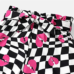 L.O.L. Surprise! Kid Girl 2pcs Mother's Day Character Print Sleeveless Tee and Plaid Belted Shorts Set Pink 11-12 Years