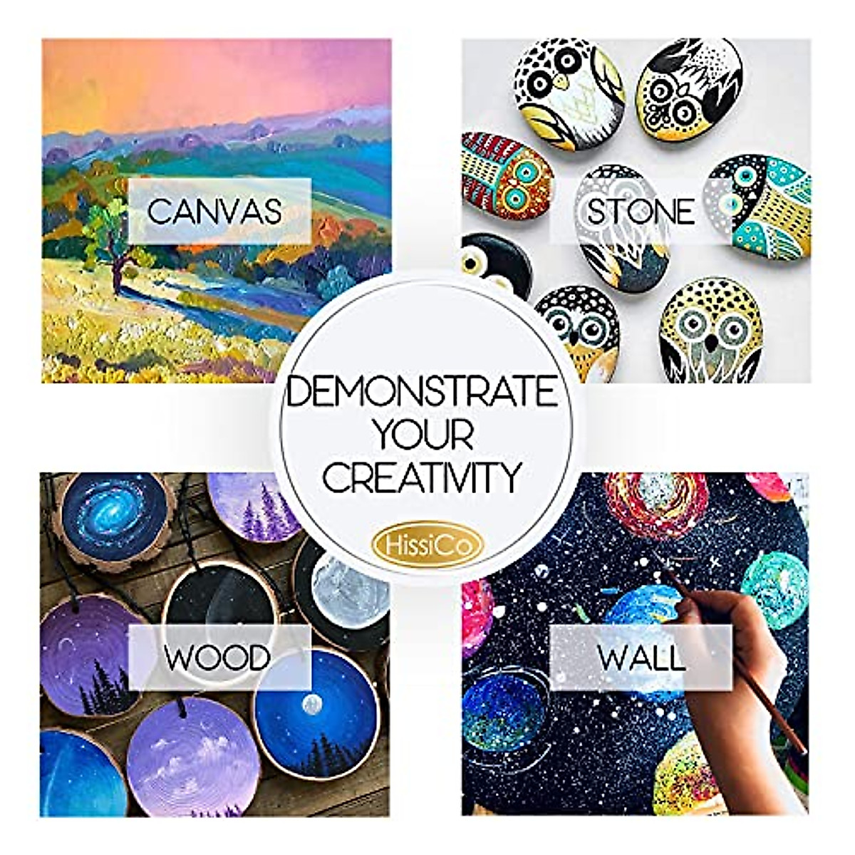 Acrylic Paint Set of 24 Colors 2fl oz 60ml Bottles with 3 Brushes,Non Toxic 24 Colors Acrylic Paint No Fading Rich Pigment for Kids Adults Artists Canvas Crafts Wood Painting