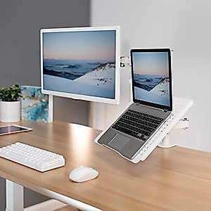 VIVO Single Laptop Notebook Desk Mount Stand, Fully Adjustable Extension with C-clamp, Fits up to 17 inch Laptops, White, STAND-V001LW