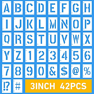 UCEC 3 Inch Letter Stencils Symbol Number Stencil, 42PCS Reusable Alphabet Letter Stencils Interlocking Stencil Kit, Plastic Art Craft Stencils Letters, Number Stencil Kit for Christmas Decorations