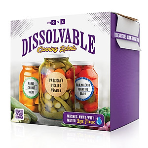 MESS Dissolvable Canning Labels for Jars – 200 Kraft Dissolvable Mason Jar Labels - Dissolvable Food Labels for Containers - Jam Homemade Canning Jar Labels Stickers - Removable Mason Jar Labels 1.5"