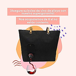 PortoVino City Tote Bag - Canvas Wine Purse with Hidden Spout and Dispenser Flask for Wine Lovers that Holds and Pours 2 bottles of Wine! Perfect for Traveling, Concerts, Bachelorette Party - Black