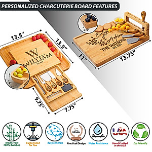 Personalized Charcuterie Board Gifts Set, Custom Large Cheese Board, Charcuterie Board for Wedding, Anniversary, Birthday, Housewarming, Engagement, Party, New Home Gift Couple, Fathers Day, Christmas