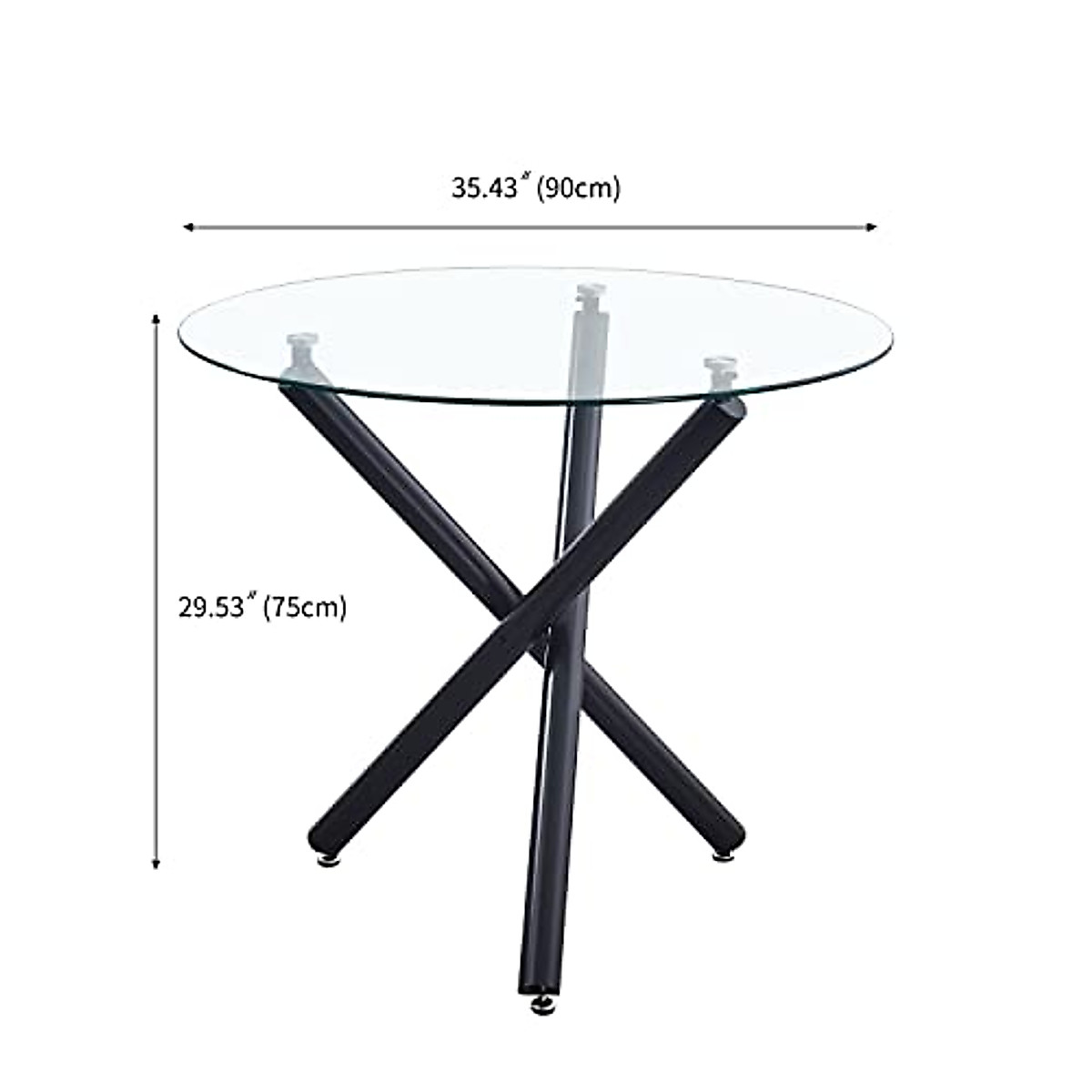 paonne Round Dining Table Set for 4, Glass Round Kitchen Table and Chairs for 4, 5-Pieces Table with Chair Set
