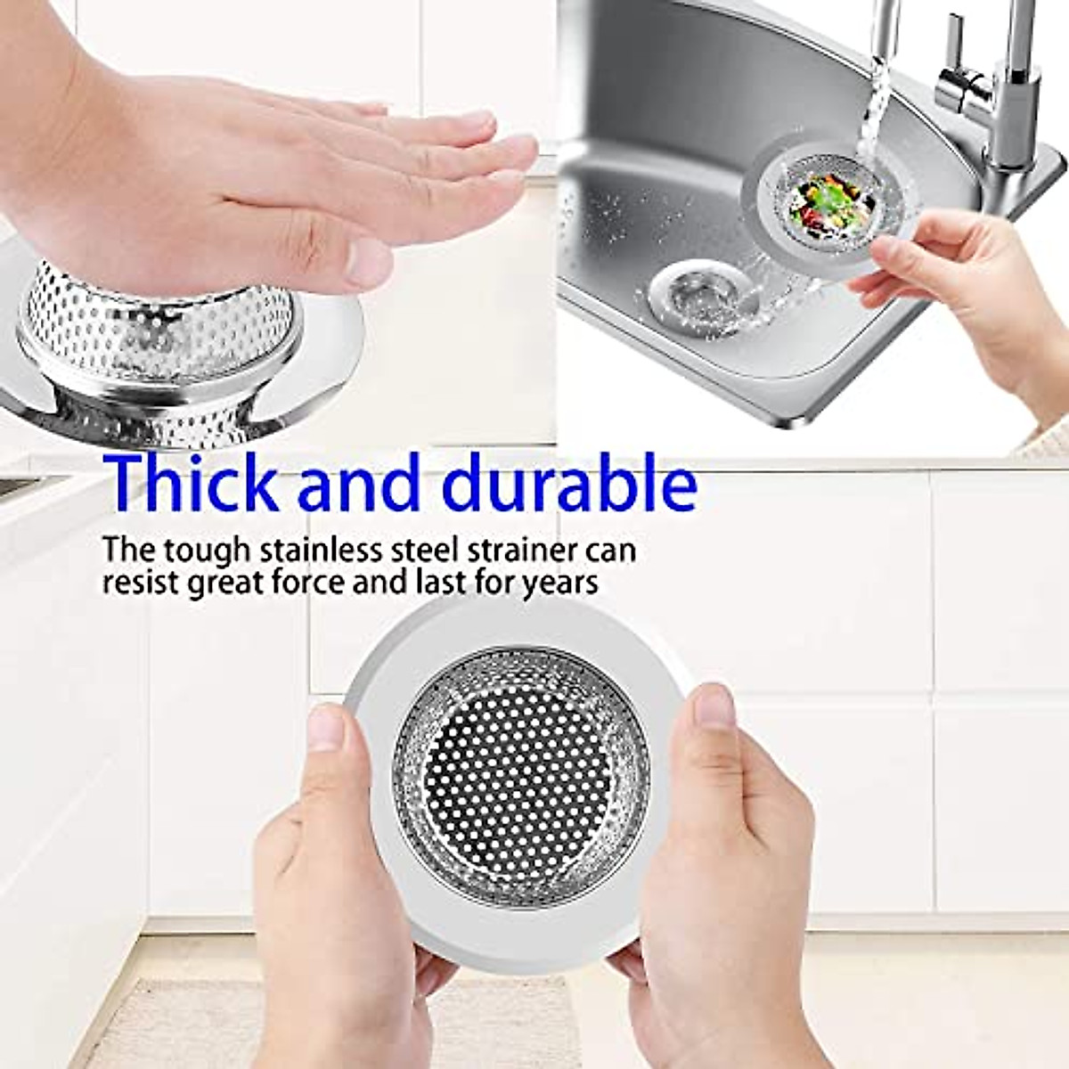 YouOKLight Kitchen Sink Strainer, Sink Strainer, Kitchen Sink Drain, Stainless Steel Sink Strainer Basket, Large Wide Rim 4.4" Diameter for Home, Kitchen, Bathroom and Other Drains. Pack of 2