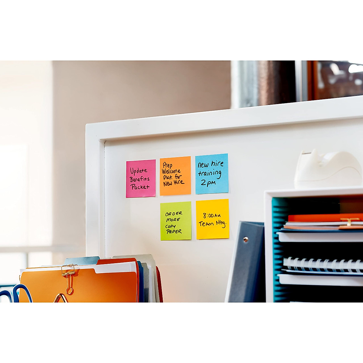 Post-it Super Sticky Notes, 4x4 in, 6 Pads, 2x the Sticking Power, Energy Boost, Bright Colors (Orange, Pink, Blue, Green), Recyclable(675-6SSAN)