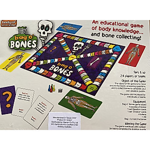 Bag O' Bones Human Body Anatomy Educational Board Game, Skeleton Puzzle Science Learning Game for Kids and Adults, Learn Bone Names and Functions, Ideal for Home, Holidays, School, 2-4 Players