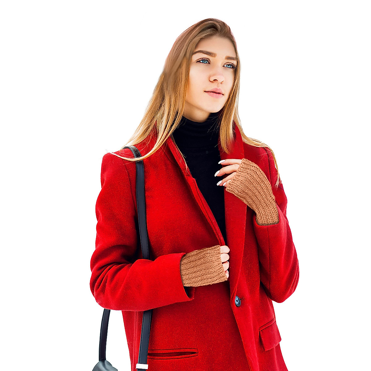 TINKUY PERU - Peruvian Alpaca Wool Women's & Men's Fingerless Mitten Des Gants Gloves (Mustard)