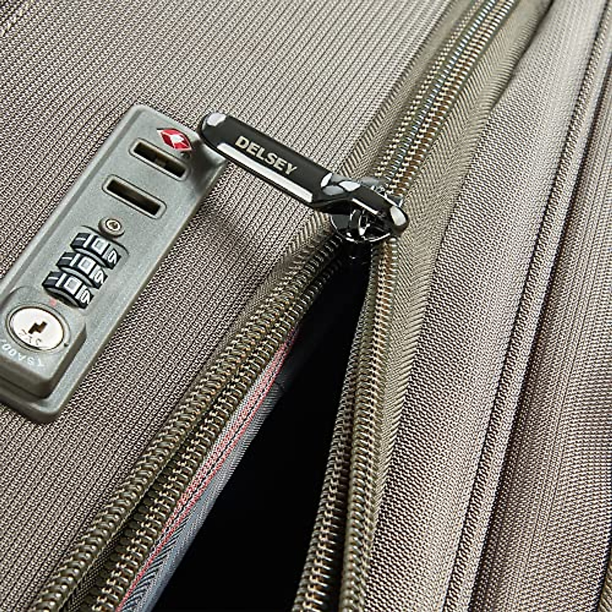 DELSEY Paris Helium DLX Softside Expandable Luggage with Spinner Wheels, Mocha, Checked-Medium 25 Inch