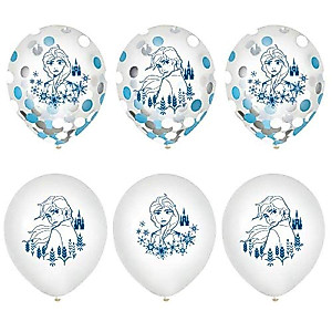 Assorted Colors Disney Frozen 2 Premium Latex Confetti Balloons - 12" (6 Pc) - Perfect Party Decoration for Enchanting Frozen-Themed Celebrations