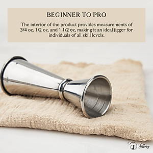 Jettory Jigger - Japanese Jigger 2oz 1oz with Measurements Inside - Cocktail Jigger - 304 Food Grade Stainless Steel Jigger for Bartending - Bar Measuring Jigger