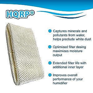HQRP 2-Pack Wick Filter Compatible with Bionaire BWF75 Filter D Replacement BCM3656 BCM3855 BCM3955 BCM3656-UM BCM3855C BCM3600 Humidifiers