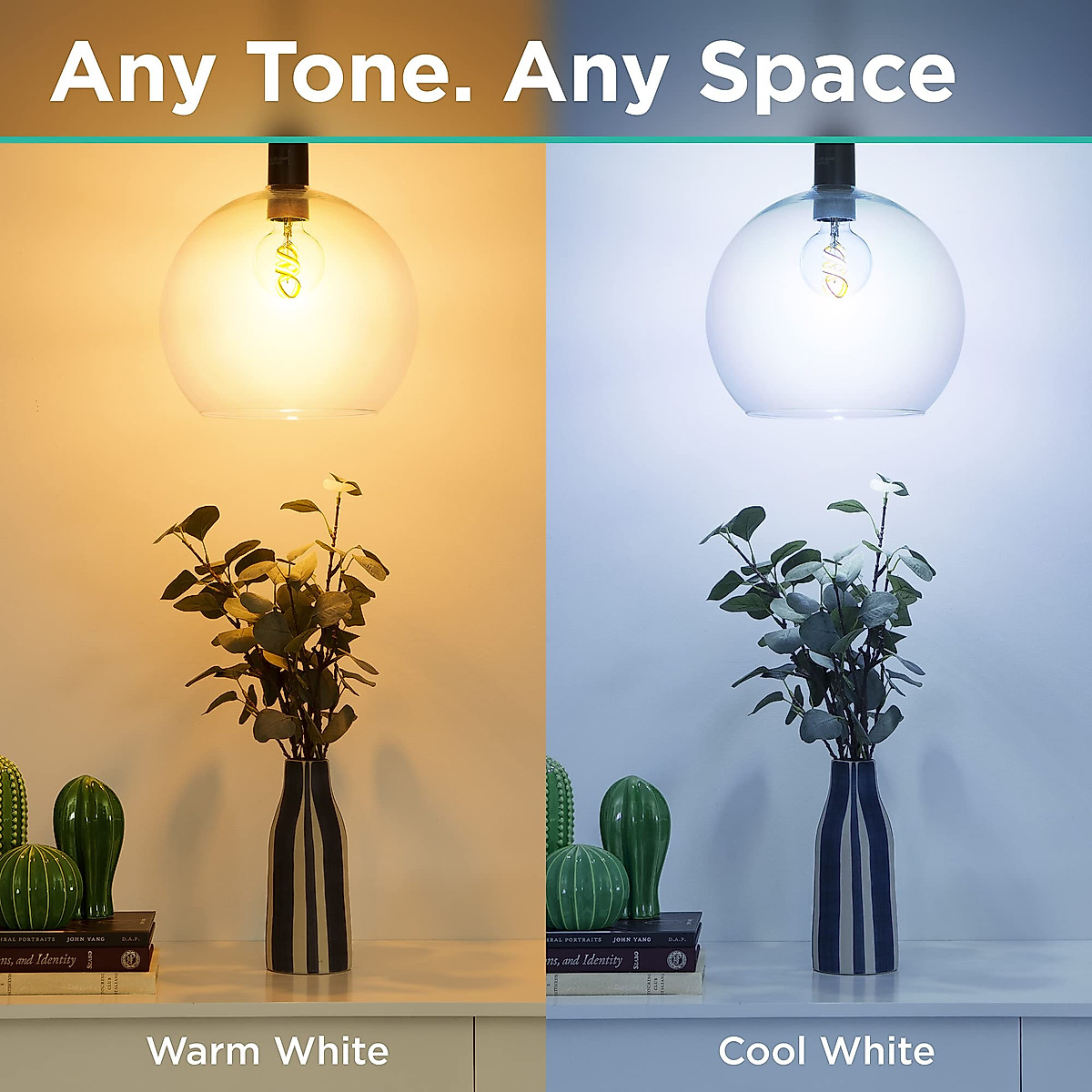 iHome Spectra Smart Spiral Edison RGBW Multicolor LED Light Bulb, G25/E26, 440 Lumens, 5.5W (40W Equivalent), Tunable and Dimmable Color Changing WiFi Smart Bulb, Works with Alexa and Google Home