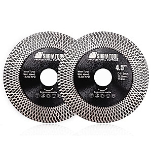 SHDIATOOL 2Pcs Porcelain Tile Diamond Saw Blades Diameter 4.5 Inches x 7/8 inch for Dry/Wet Cutting Grinding Ceramic Marble Artificial Stone
