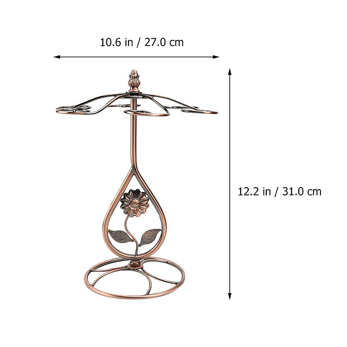 Cabilock Countertop Wine Glass Holder Sunflower Freestanding Metal Tabletop Stemware Storage Rack Drying Rack Glasses Cup Accessories for Home Decor Kitchen (Bronze)