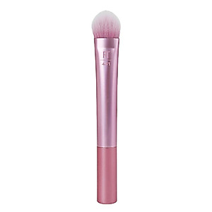 Real Techniques Light Layer Highlighter Makeup Brush, For Cream & Powder Highlighter, Controlled, Long Lasting Coverage, Tri Layer Cruelty Free Bristles, Pink, 1 Count