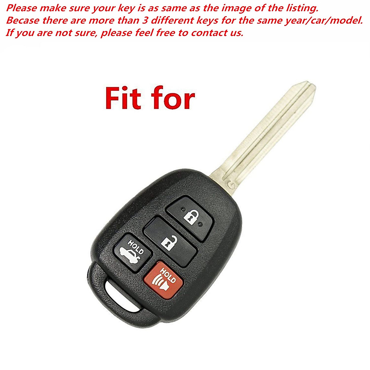 WFMJ Leather Smart 4 Buttons Key Fob Case Cover Chain for Toyota Camry SE LE RAV4 Corolla Venza Avalon Highlander Sequoia (Black)