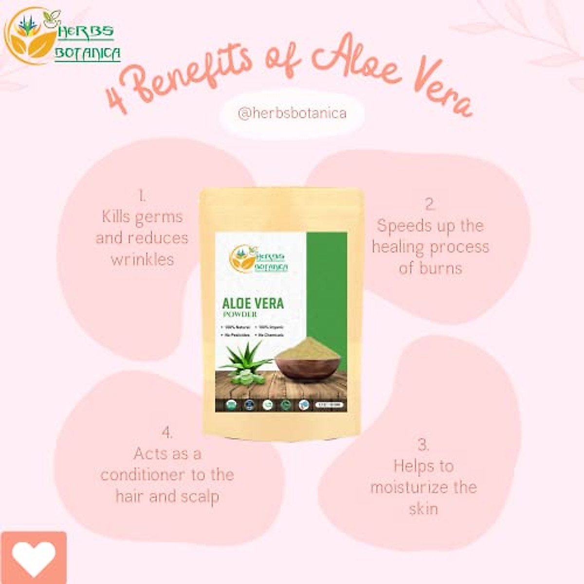 Herbs Botanica Aloe Vera Powder Organic for Hair Growth, Skincare, Haircare Organic, Moisturizing, and Soothing Aloe Barbadensis Vegan NO GMO 5.3oz /150g