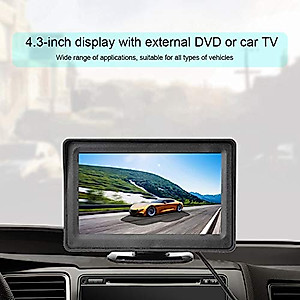 Car Rear View Monitor, 4.3 inch Car External Display, 640*480 Resolution, Av1/2 Video Interface, Easy to Install