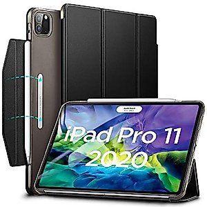 ESR Yippee Trifold Smart Case for iPad Pro 11 2020 & 2018, Lightweight Stand Case with Clasp, Auto Sleep/Wake [Supports Pencil 2 Wireless Charging], Hard Back Cover for iPad Pro 11", Black