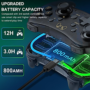 ELISWEEN Switch Controller for Nintendo Switch/OLED/Lite, Replacement for Nintendo Switch Pro Controller Support PC & Android/iOS with Cool RGB LED, Wireless Switch Controller with Turbo,Vibration