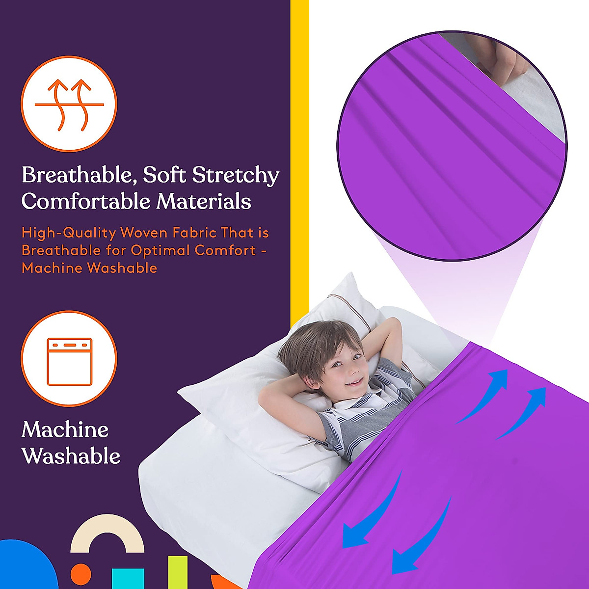 Special Supplies Sensory Bed Sheet for Kids Compression Alternative to Weighted Blankets - Breathable, Stretchy - Cool, Comfortable Sleeping Bedding (Purple, Full)