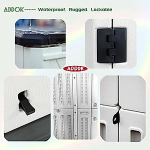 ADDOK Vertical Outdoor Storage Cabinet,HDEP Storage Shed Weather Resistance,Outdoor Storage for Long-Handle Tool,Lawnmower, Garden Accessories,Patio/Balcony 52 Cu.ft(White)