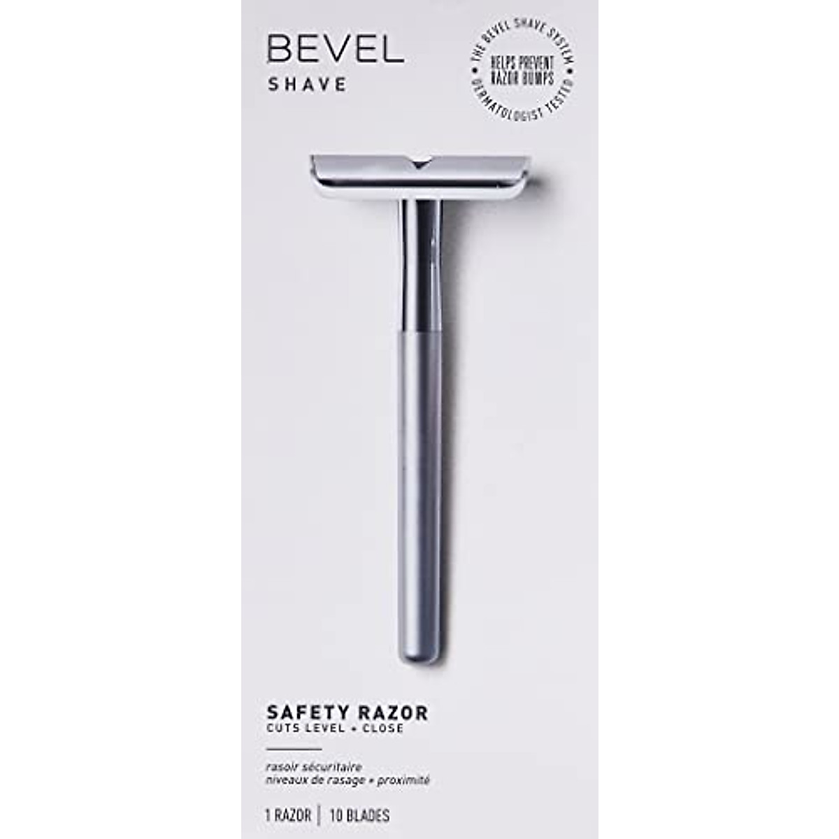 Bevel Safety Razor with Brass Weighted Handle and 10 Double Edge Safety Razor Blade Refills, Single Blade Razor for Men, Designed for Coarse Hair to Prevent Razor Bumps