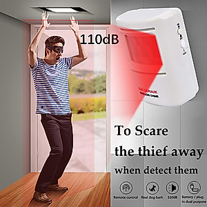 Dog Barking Alarm Motion Detector,Pir Wireless Human Body Walking Sensor Doorbell Door Security Alert System Device for Home or Office Burglar Deterrent (1Sensor + 1Receiver, White)