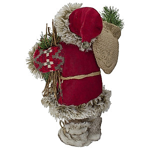 12-Inch Standing Outdoor Santa Christmas Figure with Fur Boots and Presents