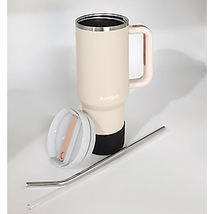 Aurldpio 40oz Tumbler with Handle and Straw, Stainless Steel Vacuum Insulated Thermos Cups,Travel Flask Car Coffee Mugs for Hot Iced Drinks Water Bottle Cup Gifts for Women Men Him Her