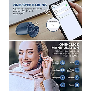 BEBEN True Wireless Earbuds, Waterproof Bluetooth Earbuds, 35Hrs Cyclic Playtime Headphones with Charging Case and mic for iPhone Android, in-Ear Stereo Earphones Headset for Sport Blue